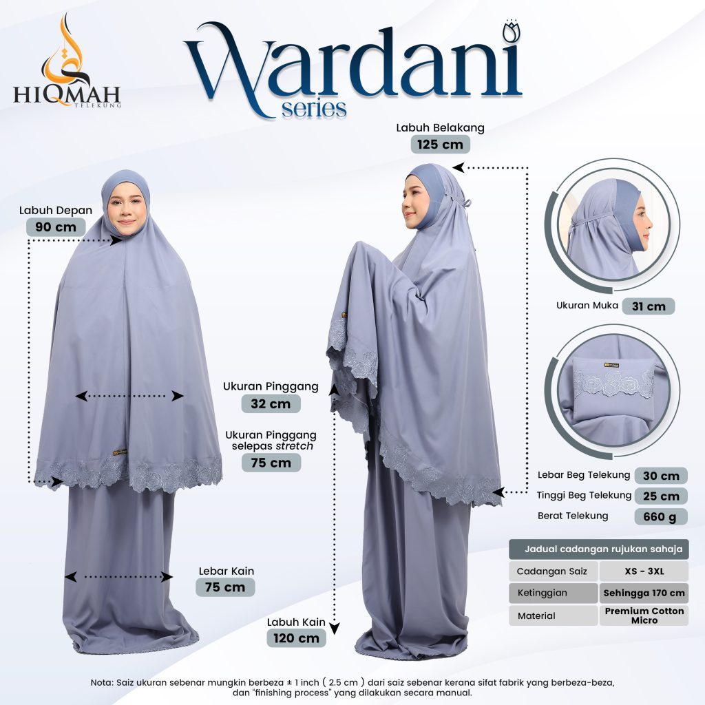 TELEKUNG SULAM WARDANI SERIES - COOL BLUE - Telekung Hiqmah - # ...
